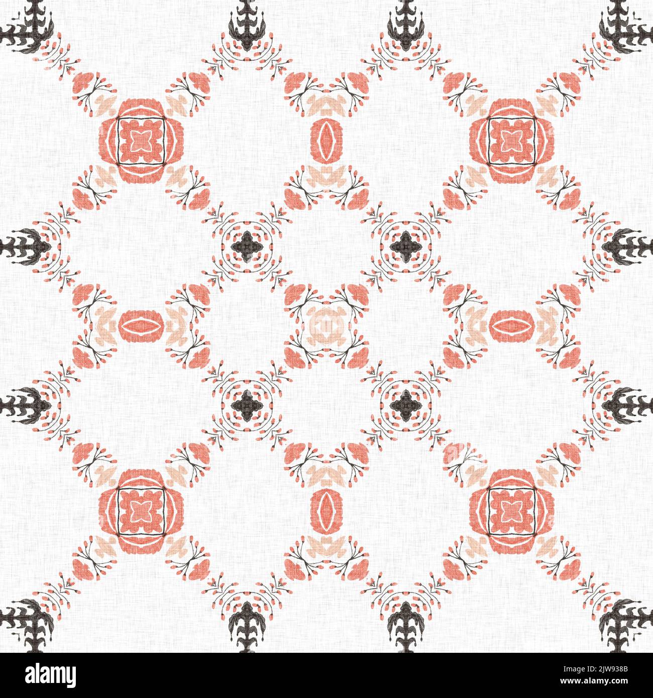 Modern boho geometric floral quilt style seamless pattern. Shabby chic ...