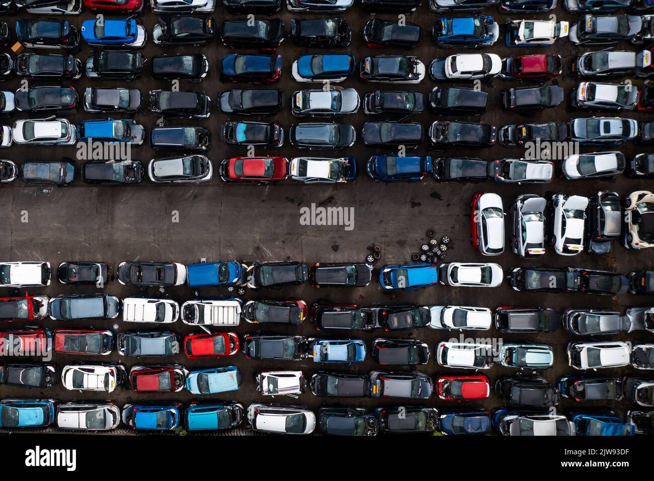Junkyard aerial view hi-res stock photography and images - Alamy