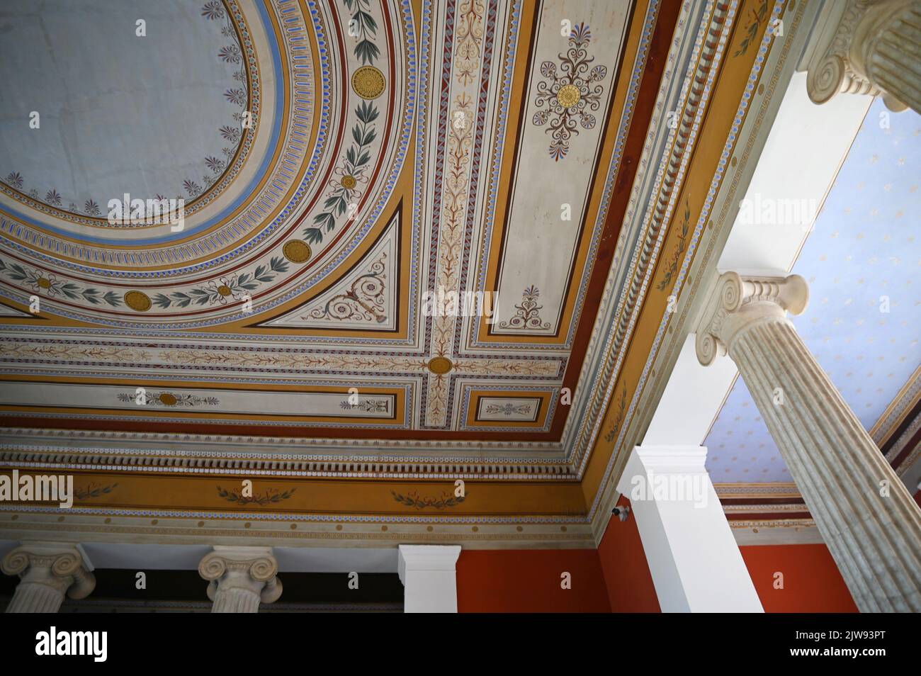 Detailed ceiling view of the Neoclassical Záppeion Mégaro a palatial ...
