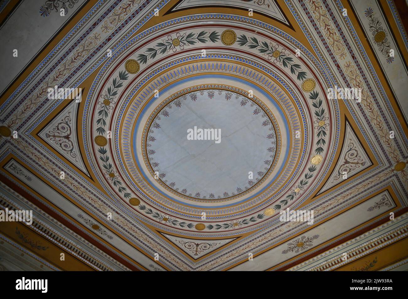 Detailed ceiling view of the Neoclassical Záppeion Mégaro a palatial ...