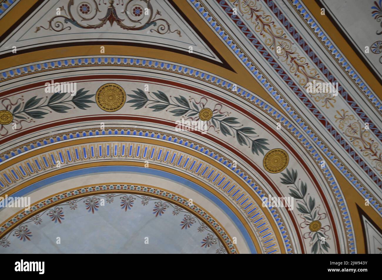 Detailed ceiling view of the Neoclassical Záppeion Mégaro a palatial ...