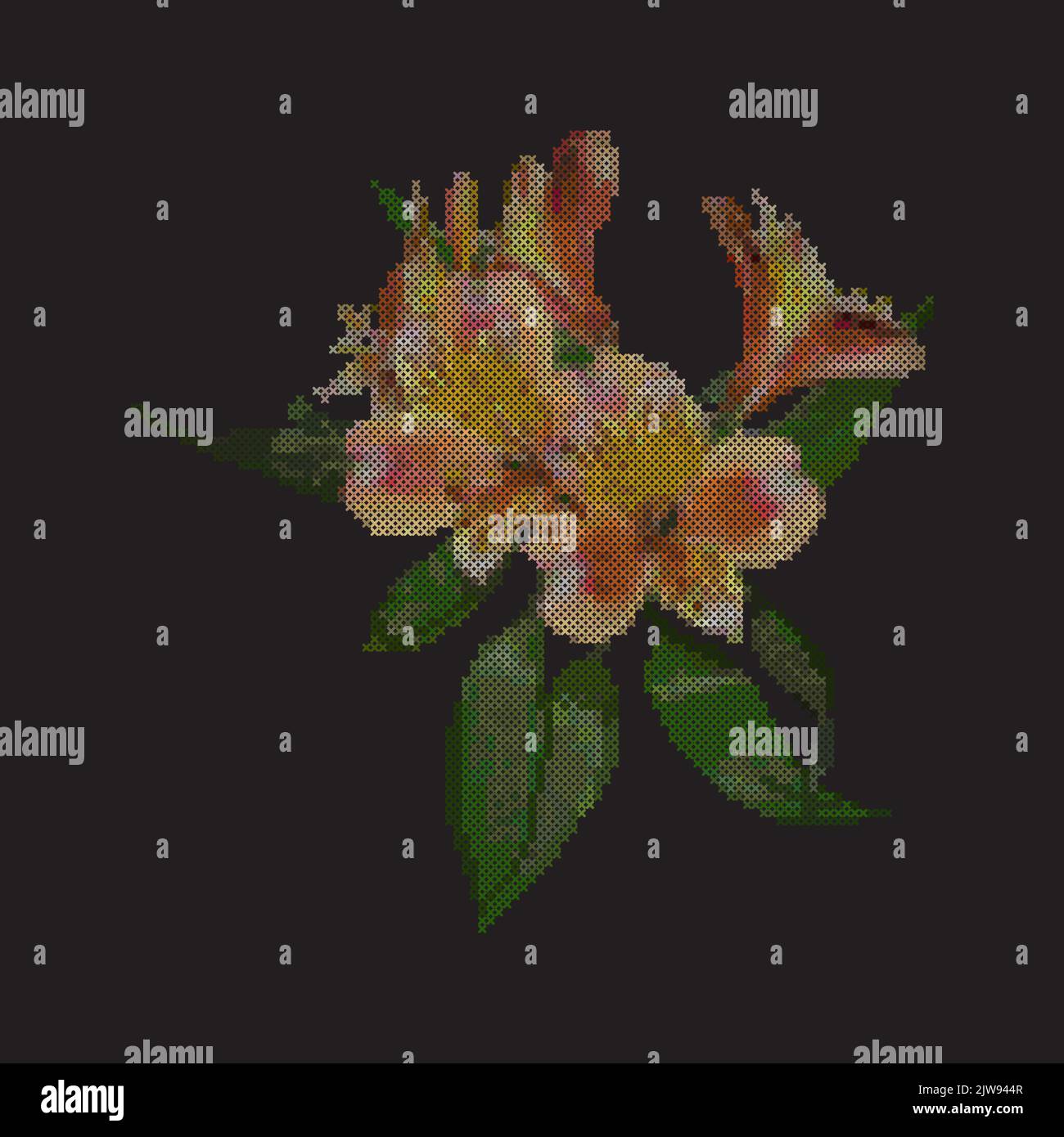 Cross stitch alstroemeria flower. Floral embroidery pattern. Peruvian ...