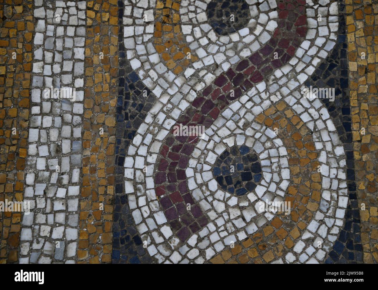 Ancient pebble stone mosaic on the grounds of Aghios Eleutherios a ...