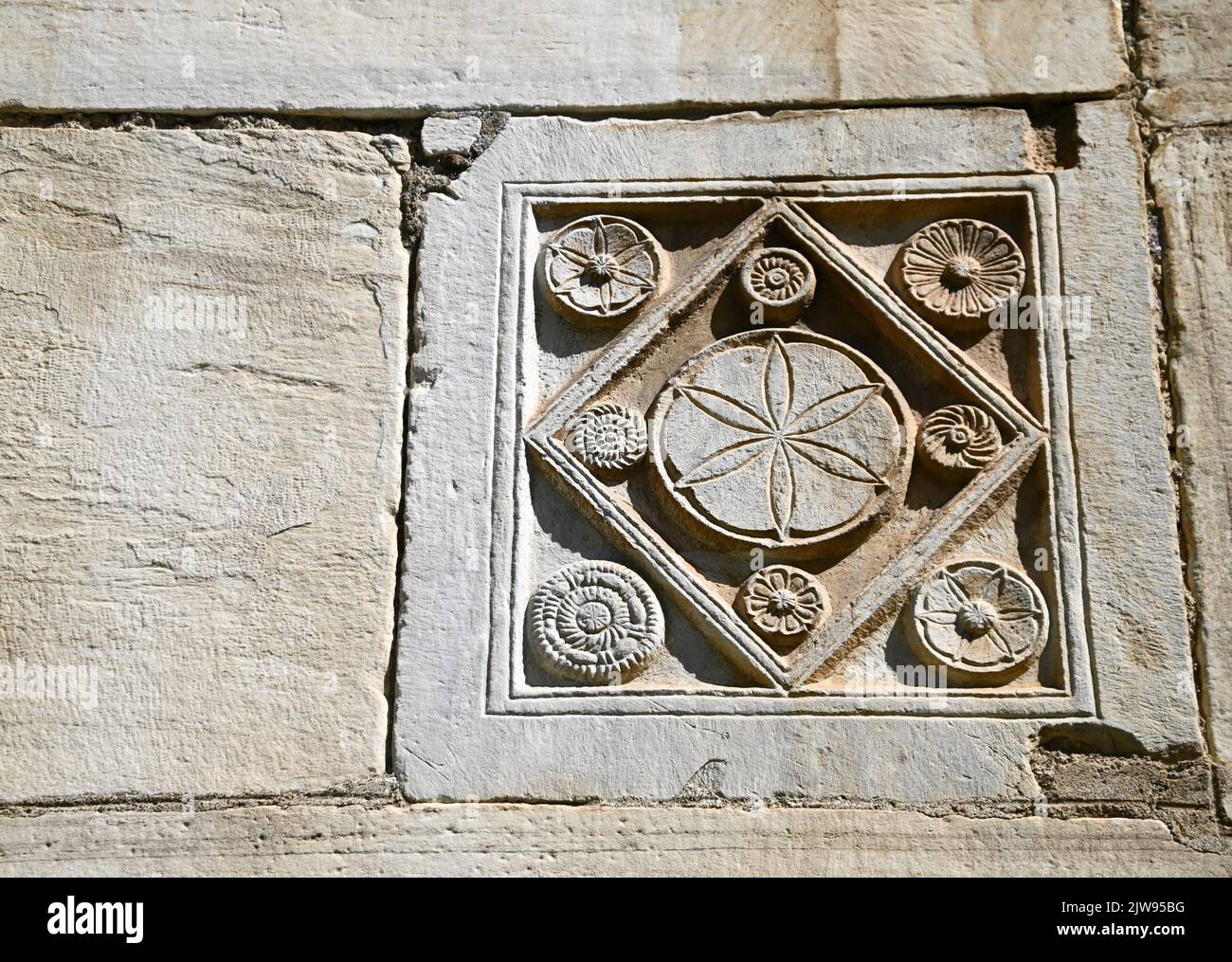 Marble carved architectural detail of Aghios Eleutherios a Byzantine ...
