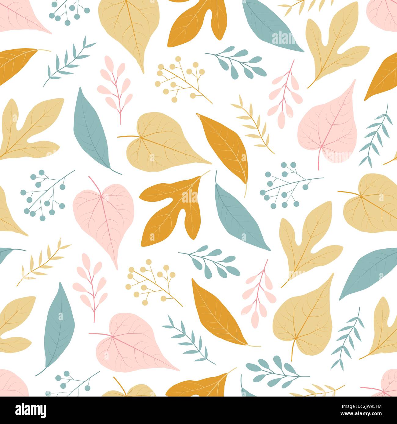 Elegant ditsy floral seamless pattern design of autumn color leaves ...