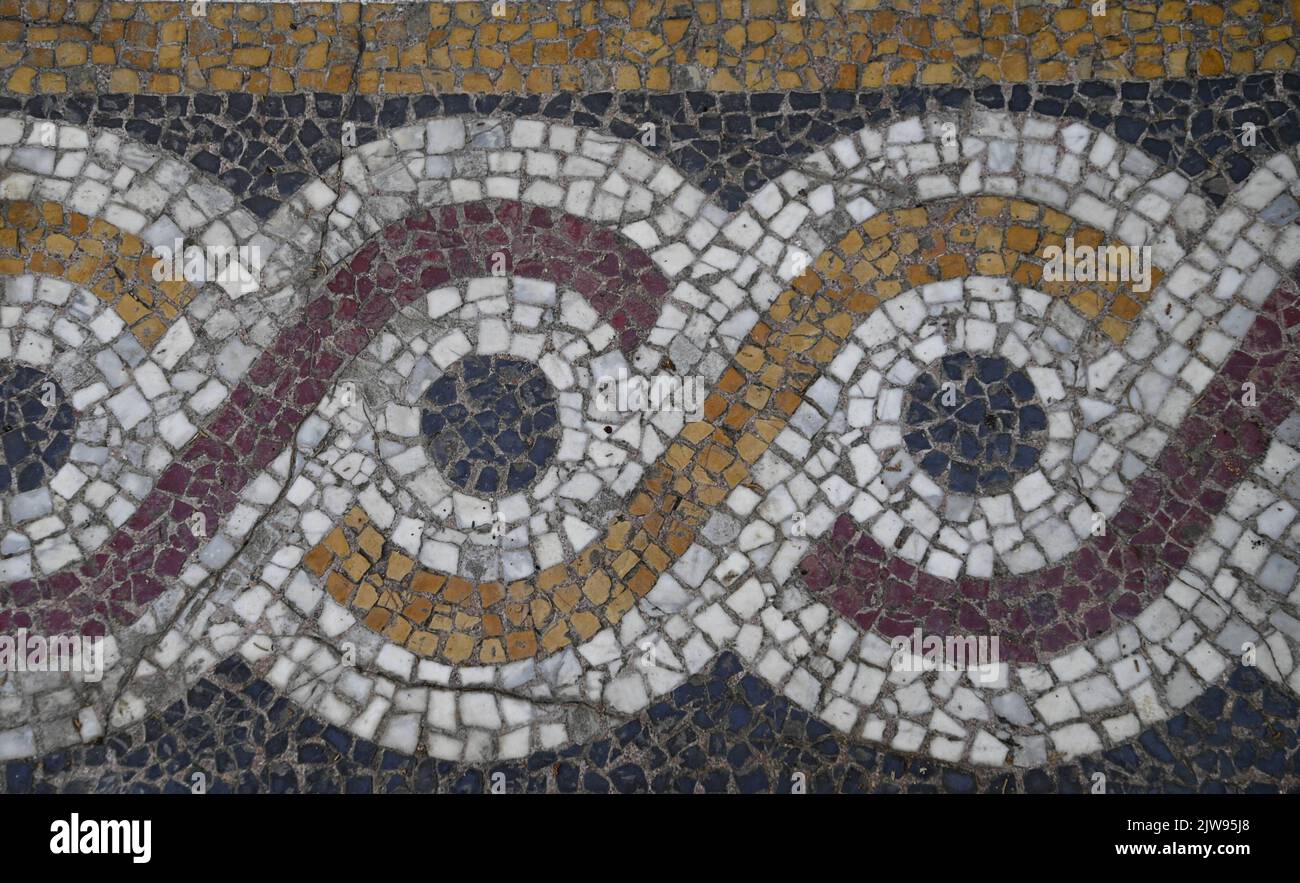 Ancient pebble stone mosaic on the grounds of Aghios Eleutherios a ...