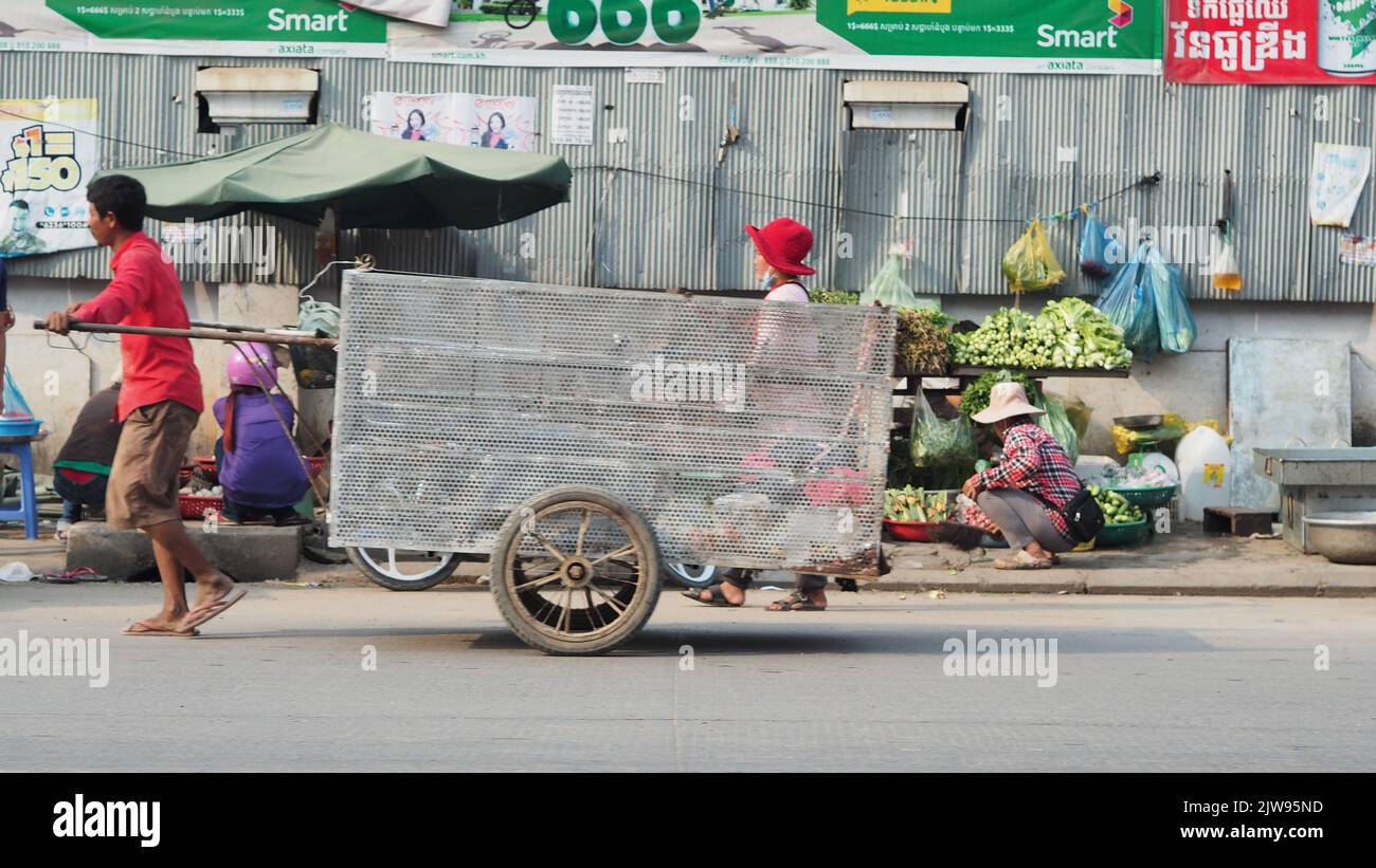 Phnom Penh Cambodia. February 1 2018. Street around Russian Market or ...