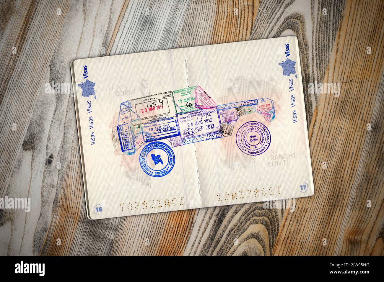 Ford bronco 4x4 made with travel stamps Stock Photo - Alamy