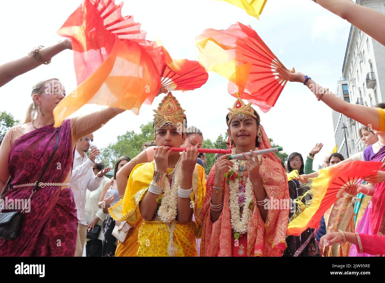 London, UK, 4th September, 2022. Hundreds of Hare Krishna devotees ...