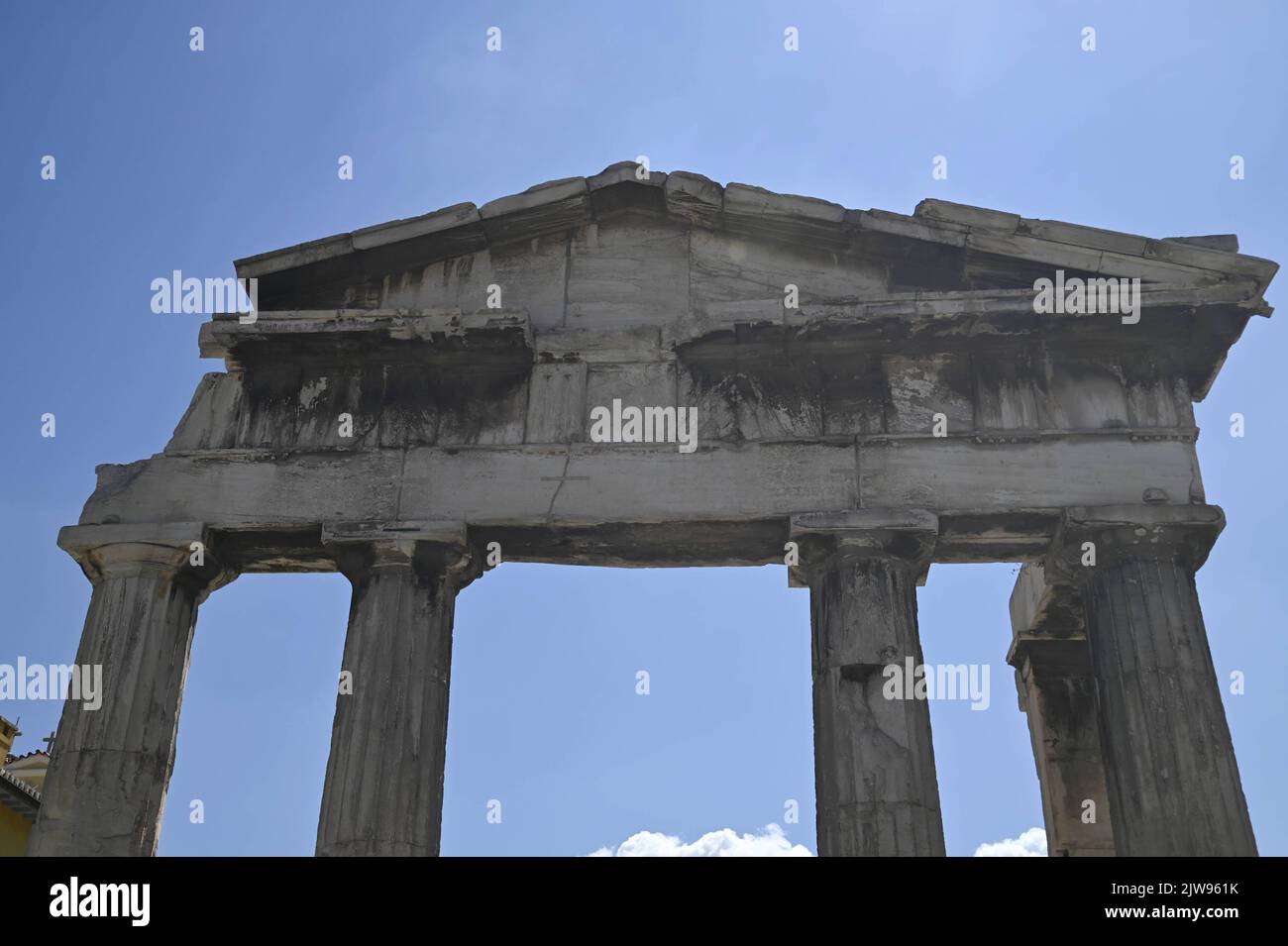 Ancient Doric order columns of the Gate of Athena Archegetis a historic ...