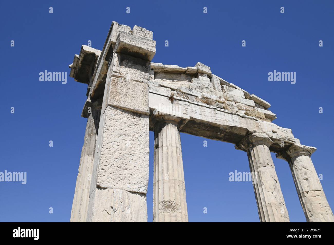 Ancient Doric order columns of the Gate of Athena Archegetis a historic ...