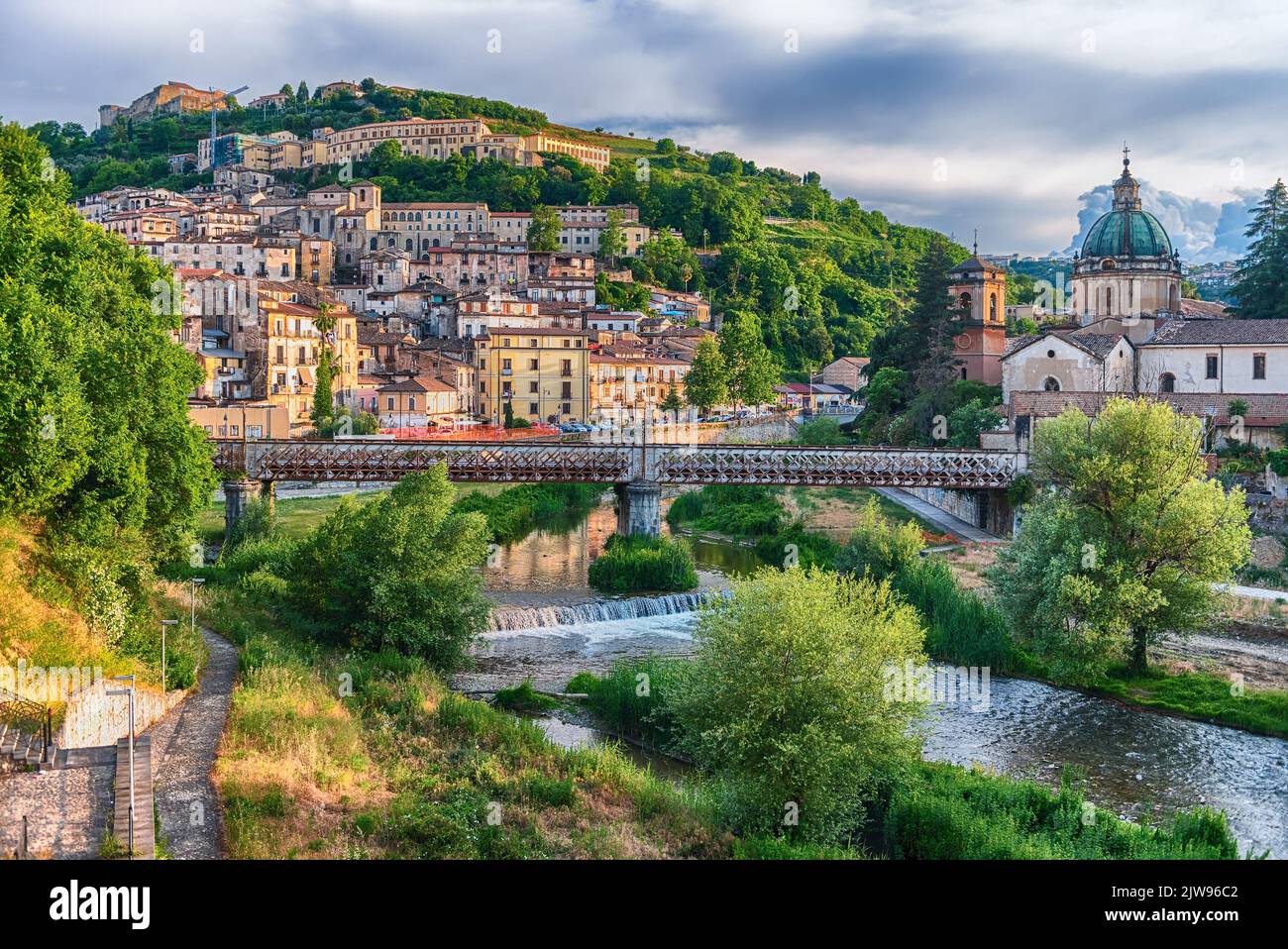 Scenic aerial view of the Old Town with the Crathis and Busento Rivers ...