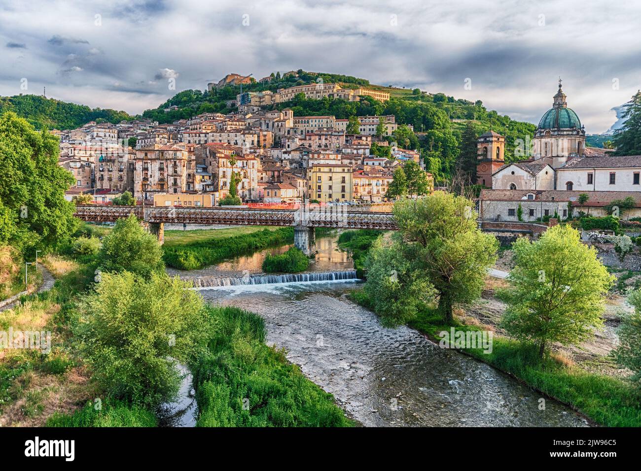Scenic aerial view of the Old Town with the Crathis and Busento Rivers ...