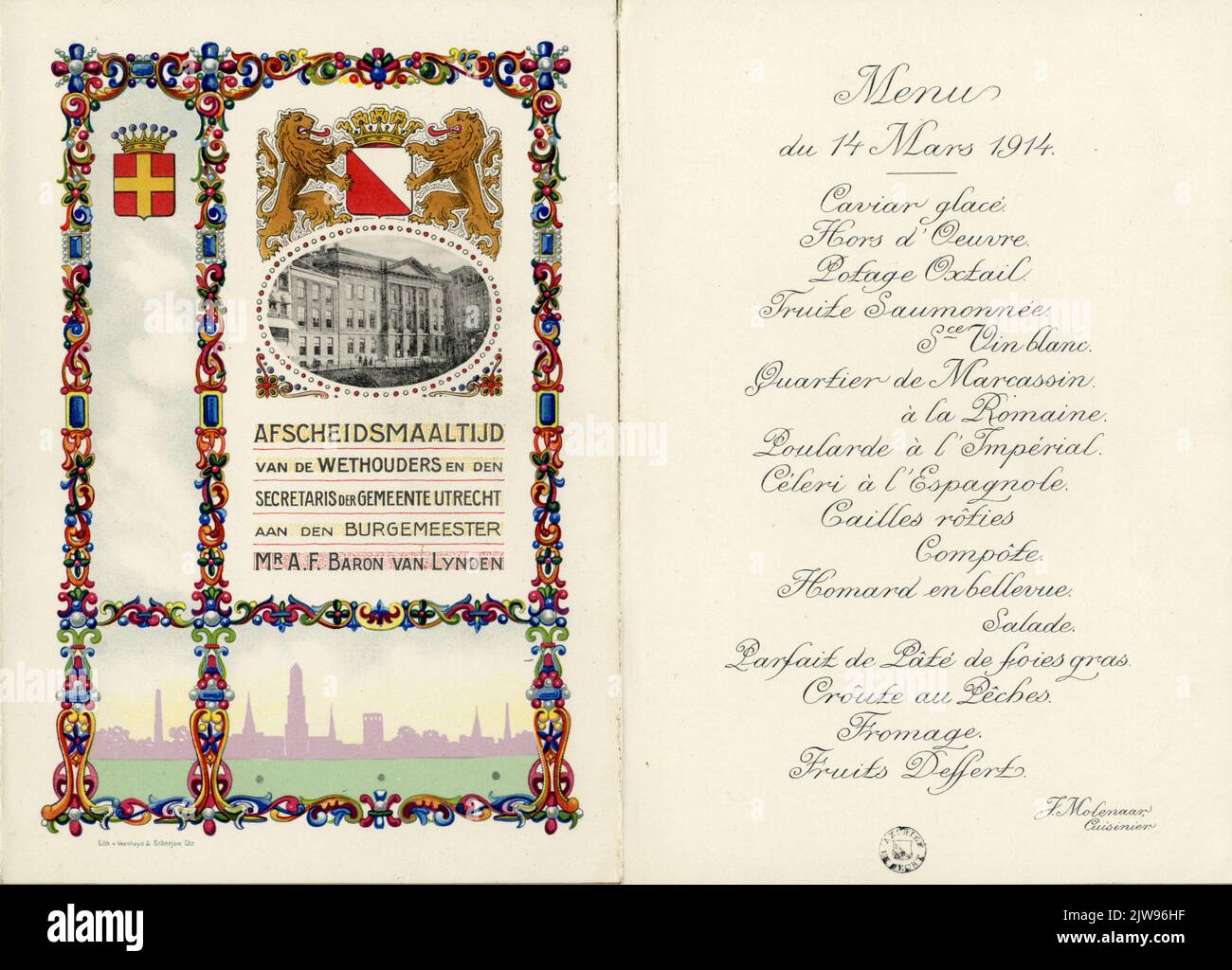 Farewell meal / of the aldermen and the / secretary of the municipality ...