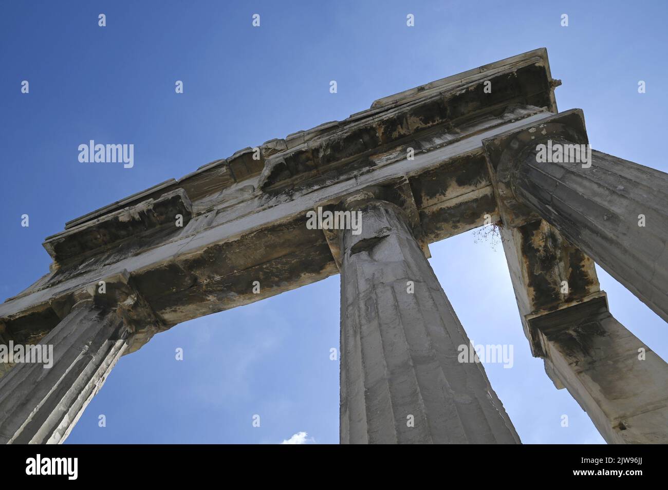 Ancient Doric order columns of the Gate of Athena Archegetis a historic ...
