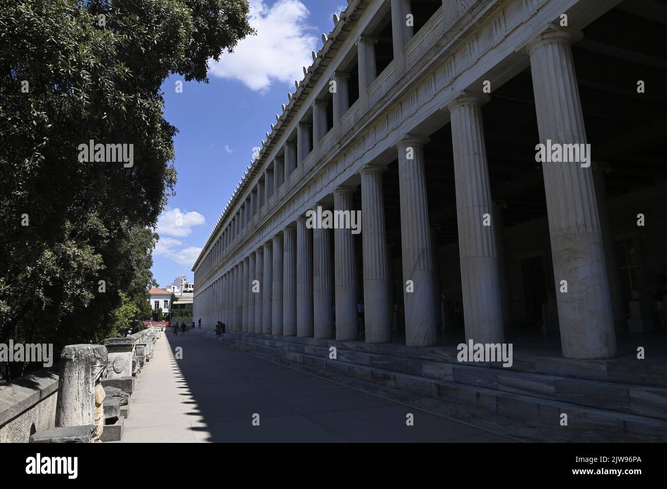 Scenic exterior view of the typical Hellenistic period Stoa of Attalos ...