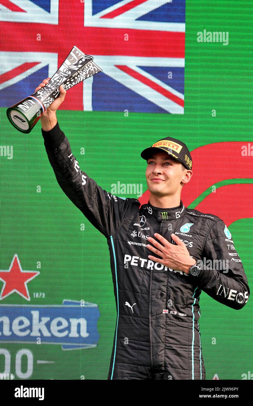 George russell podium hi-res stock photography and images - Alamy