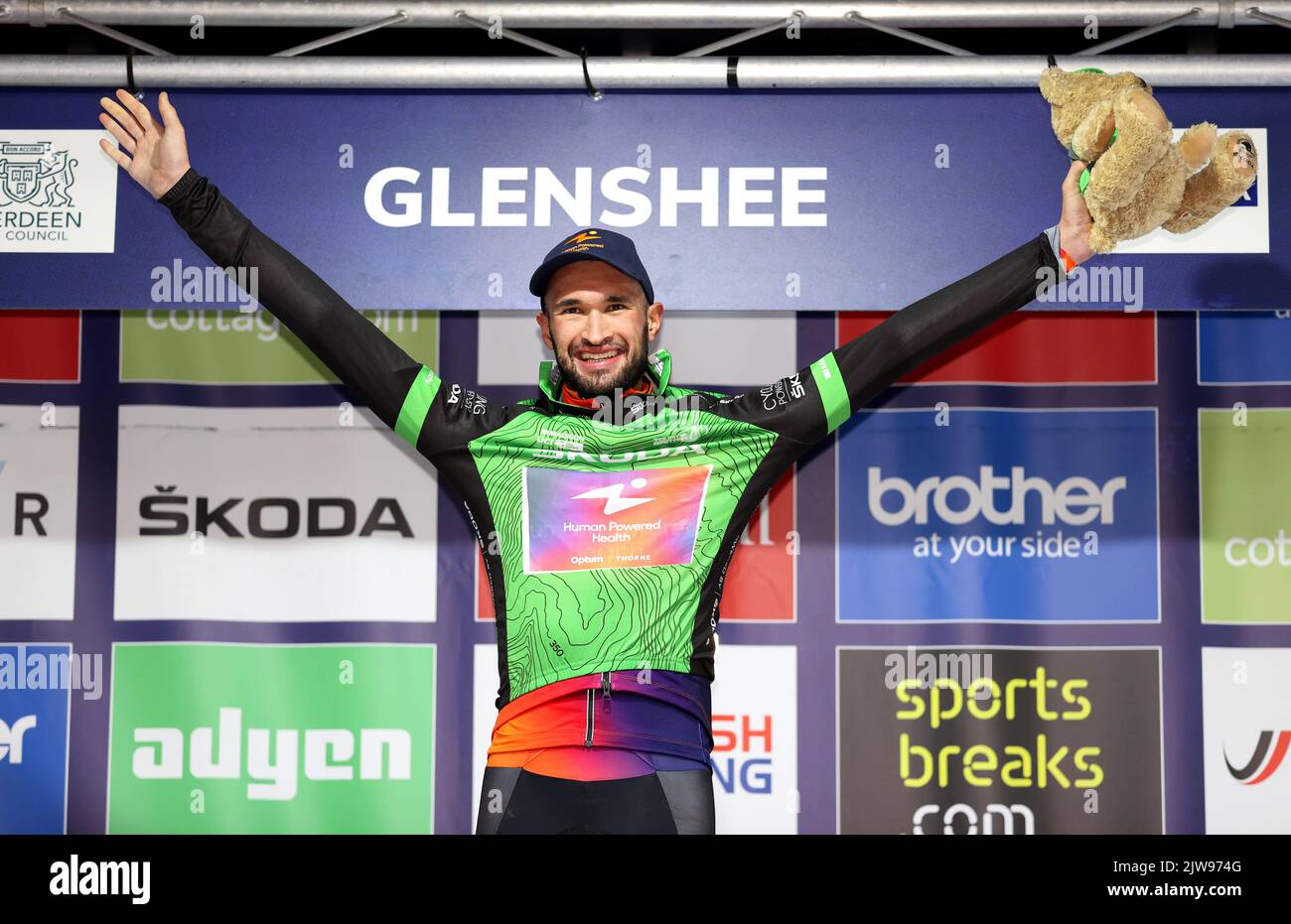 Human Powered Health's Stephen Bassett celebrates on the podium with ...