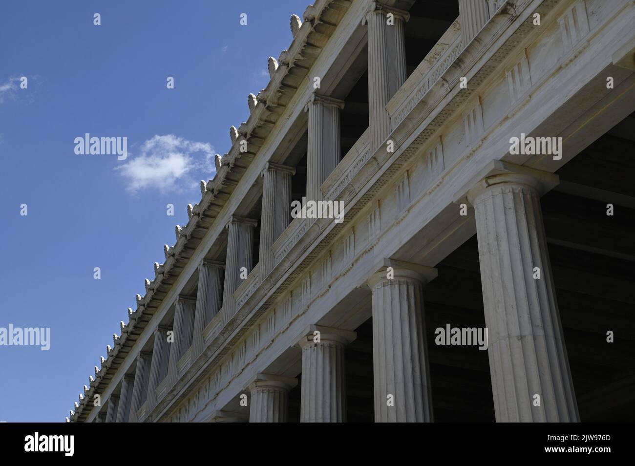 Scenic exterior view of the typical Hellenistic period Stoa of Attalos ...
