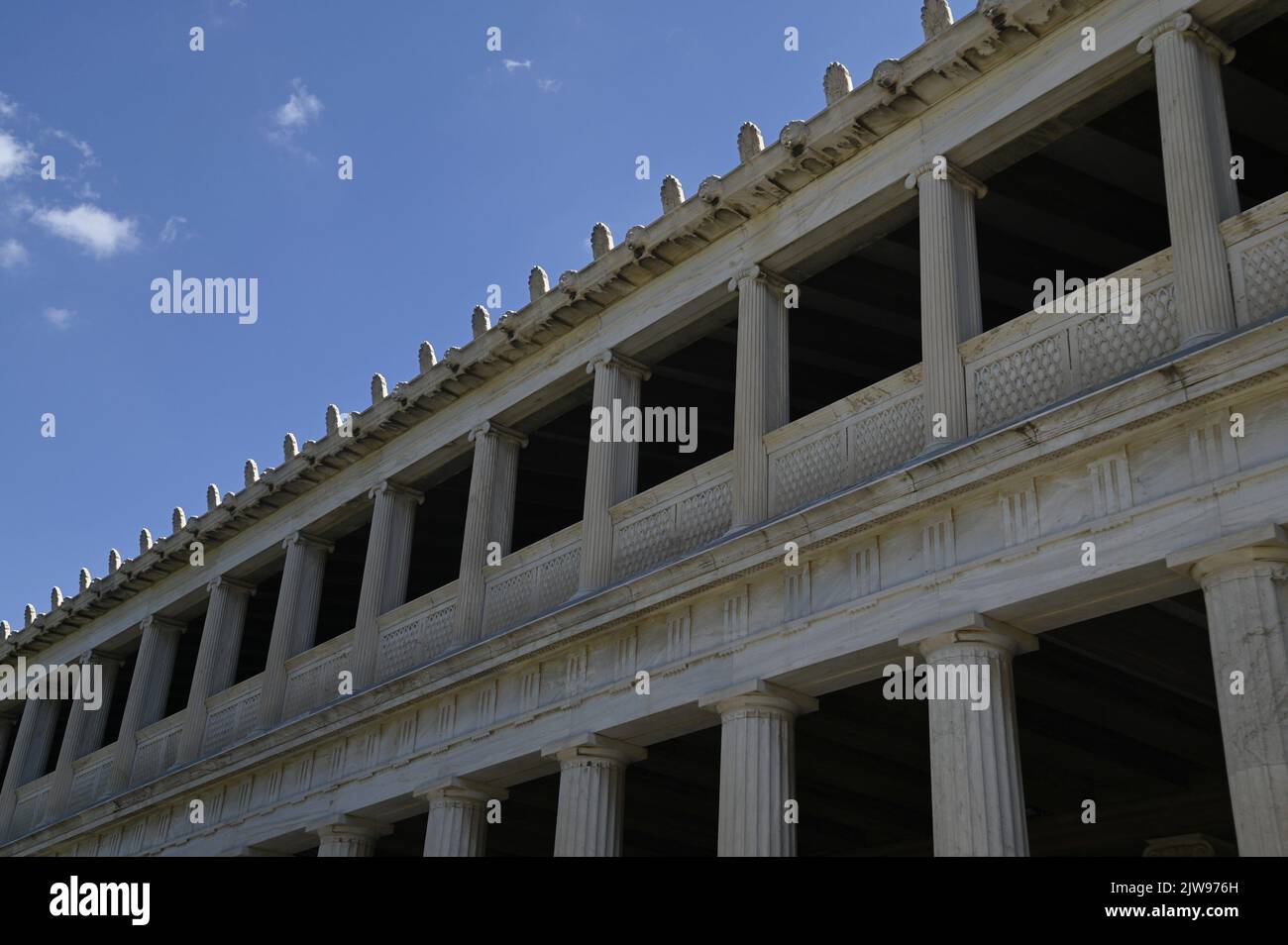 Scenic exterior view of the typical Hellenistic period Stoa of Attalos ...