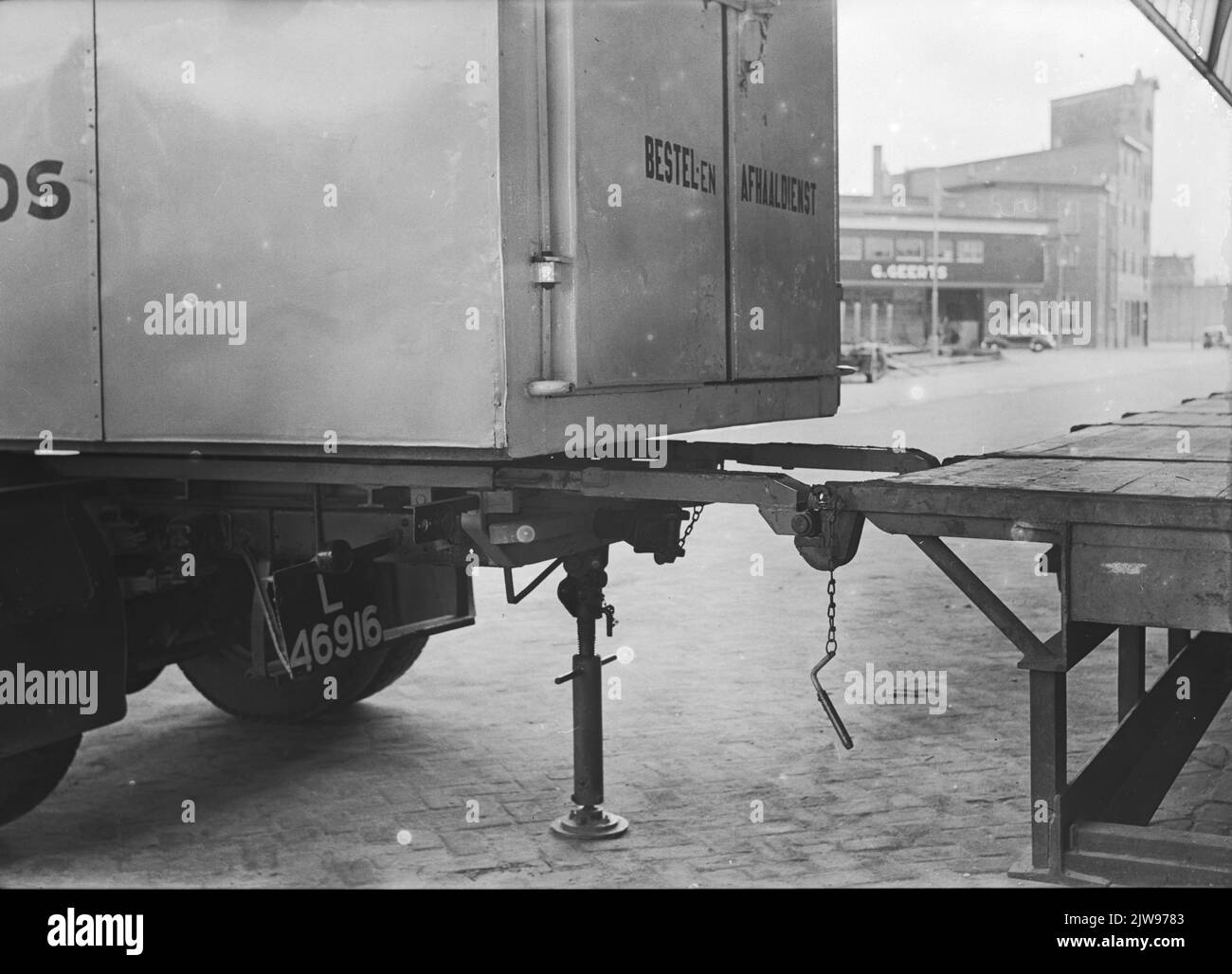 Image of the transfer system of a truck of a car loading box, at the ...