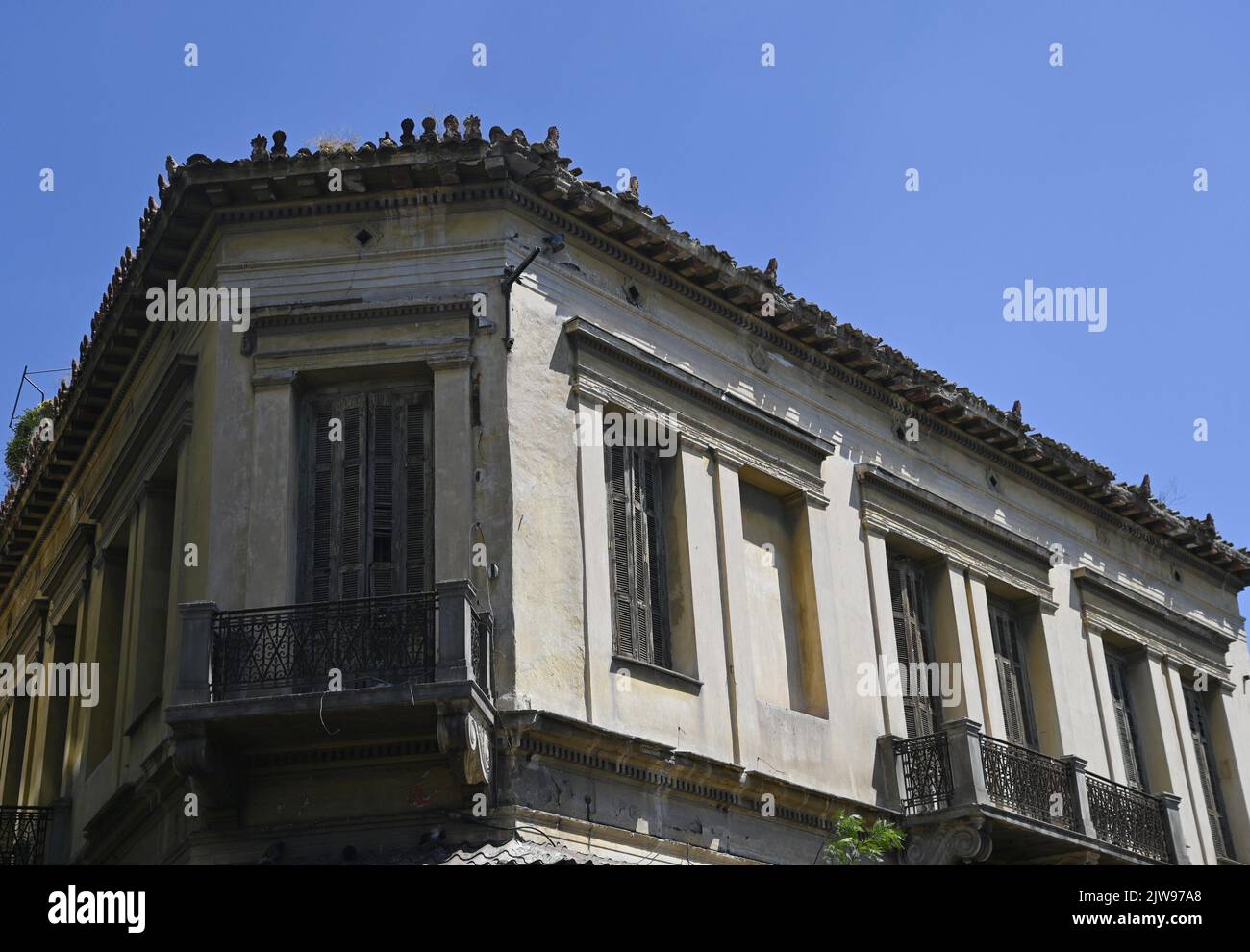 Old Neoclassical building exterior in the historic center of Athens ...