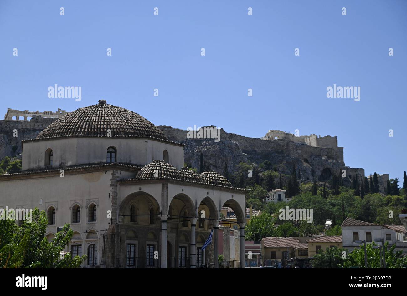 Scenic exterior view of Tzistarakis Mosque a historic Ottoman Mosque ...