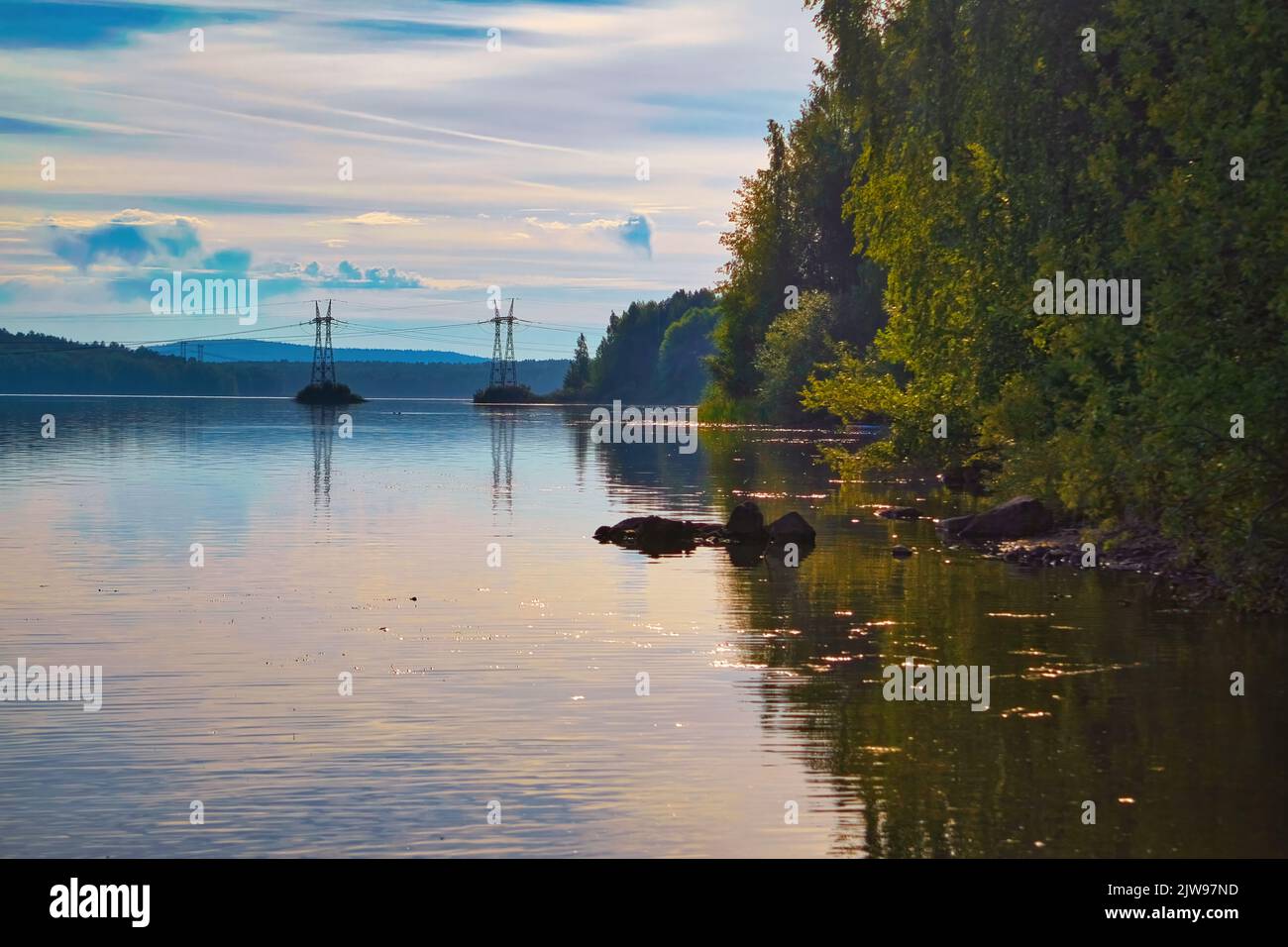 Autumn landscape with riverbank. Wonderful nature, beautiful natural ...