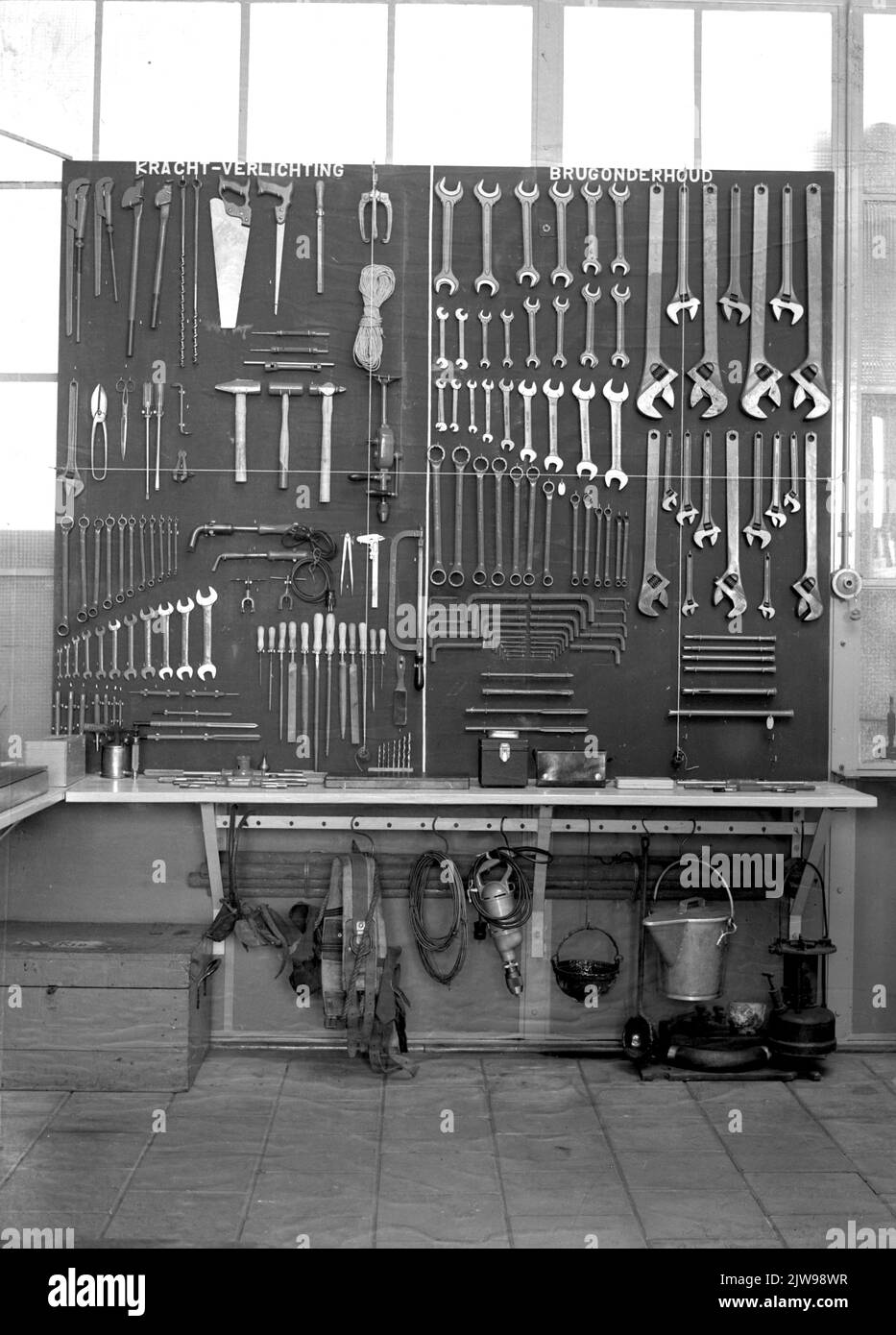 Image of the tool sign with tools in a workshop for the bridge ...