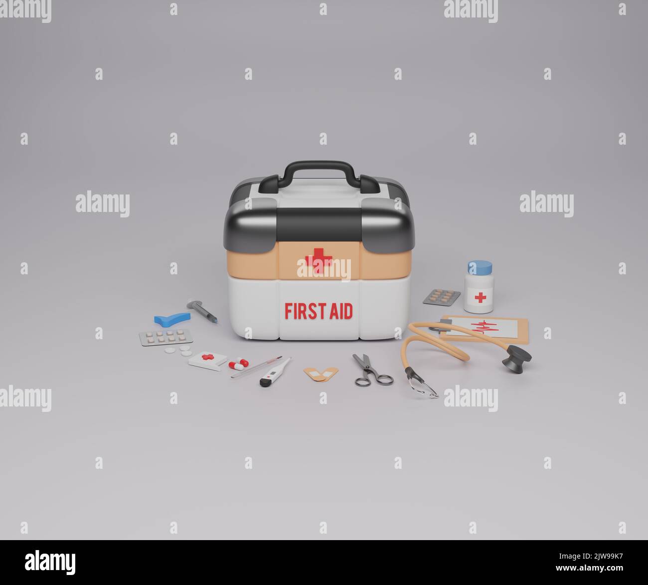 Realistic 3d rendering medical objects set tools and equipment, 3d ...