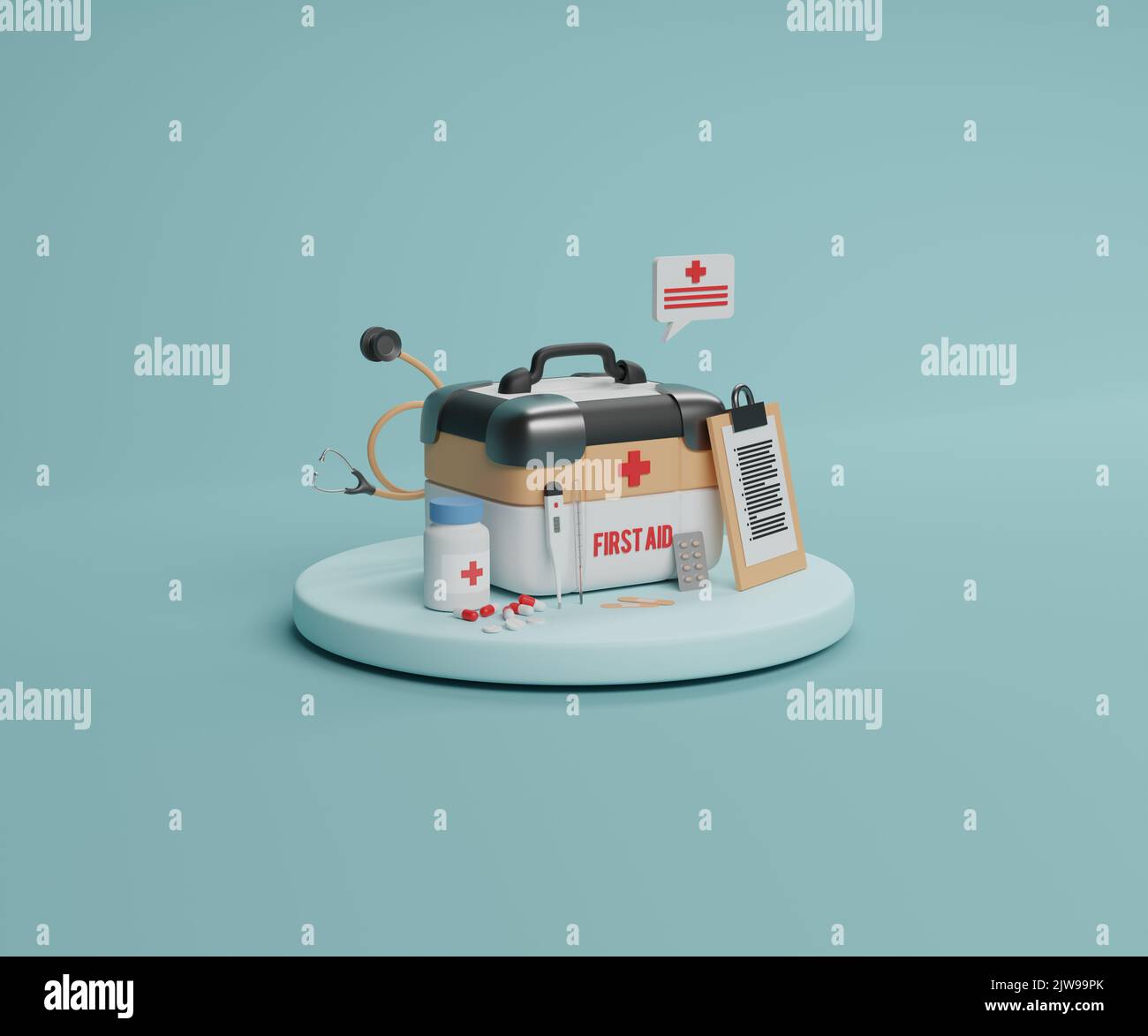 Realistic 3d rendering medical objects set tools and equipment, 3d ...