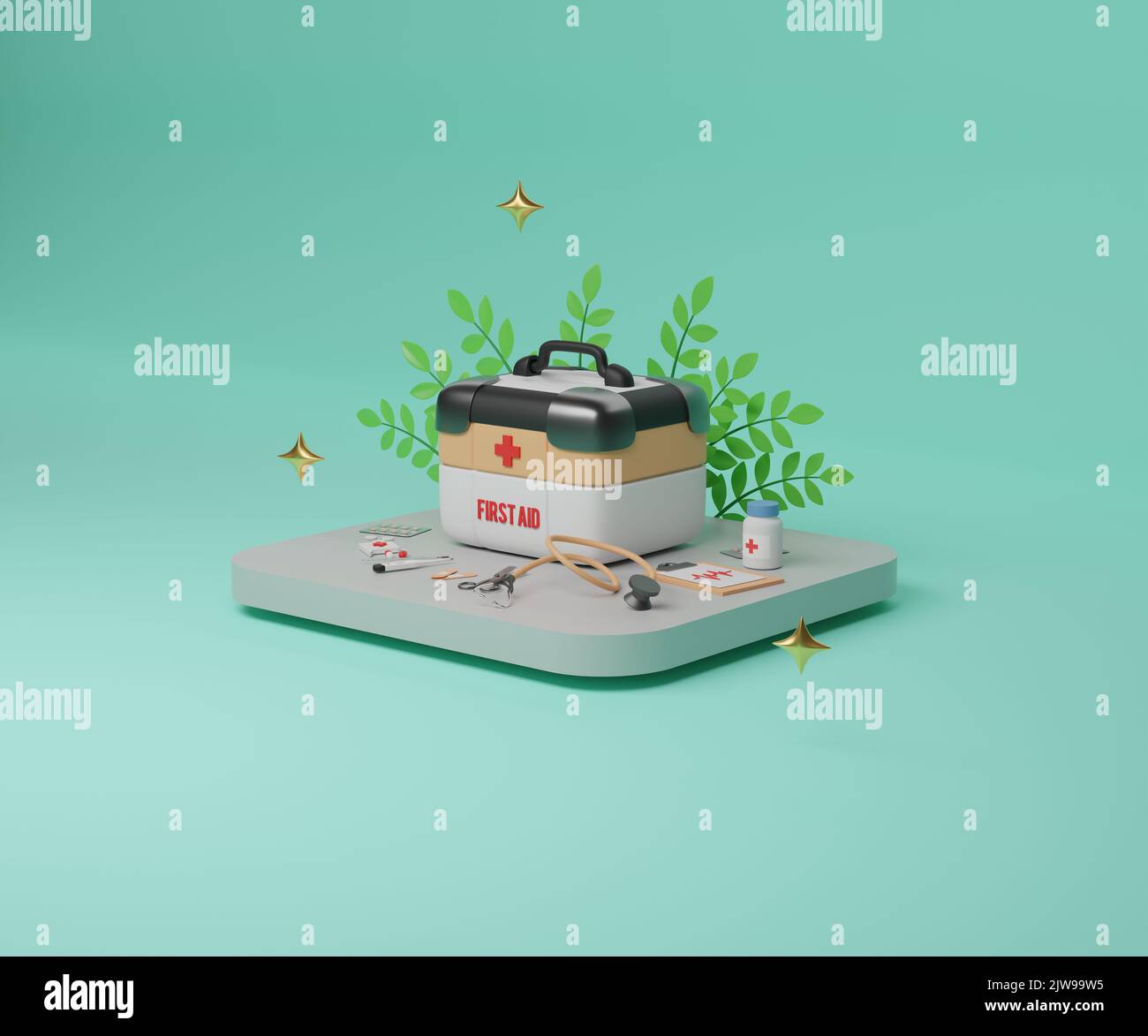 Realistic 3d rendering medical objects set tools and equipment, 3d ...