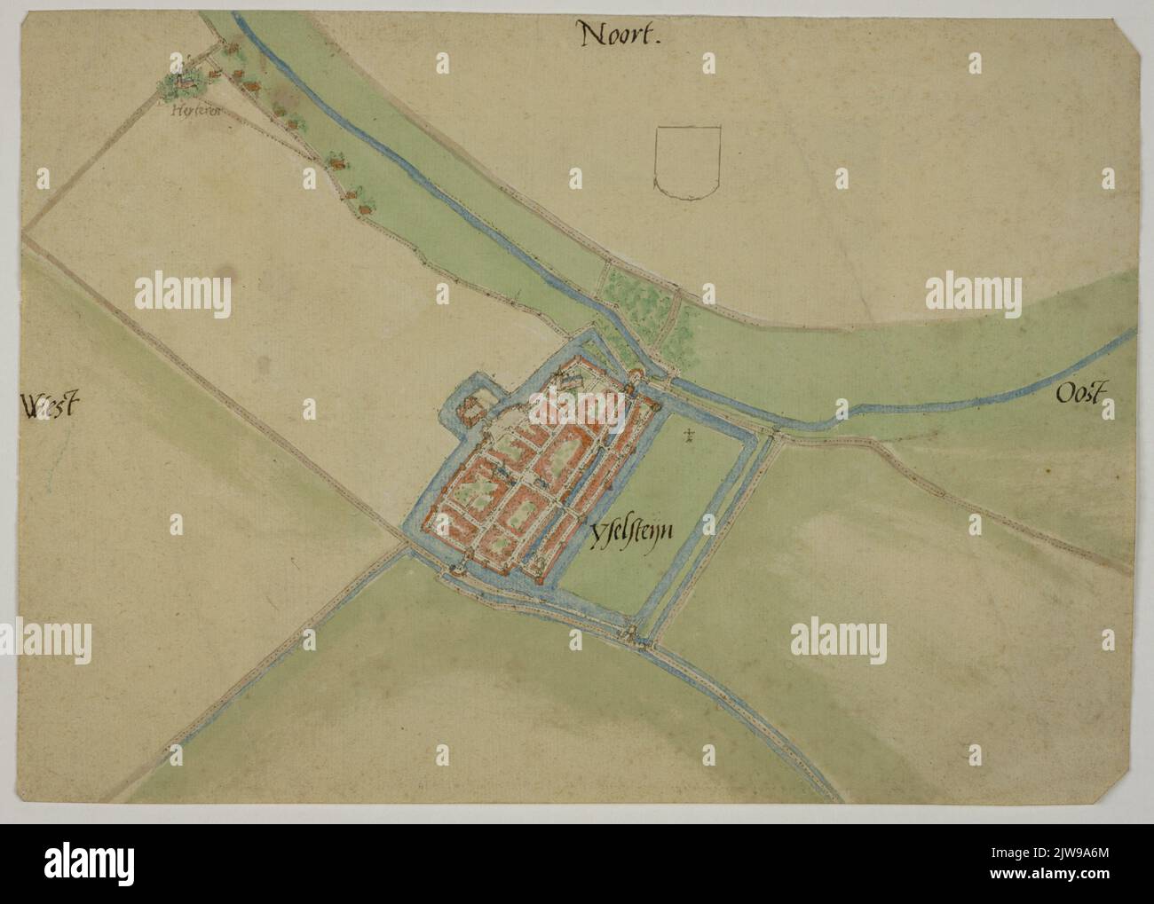 Map of the city of IJsselstein, with the Hollandsche IJssel and the ...