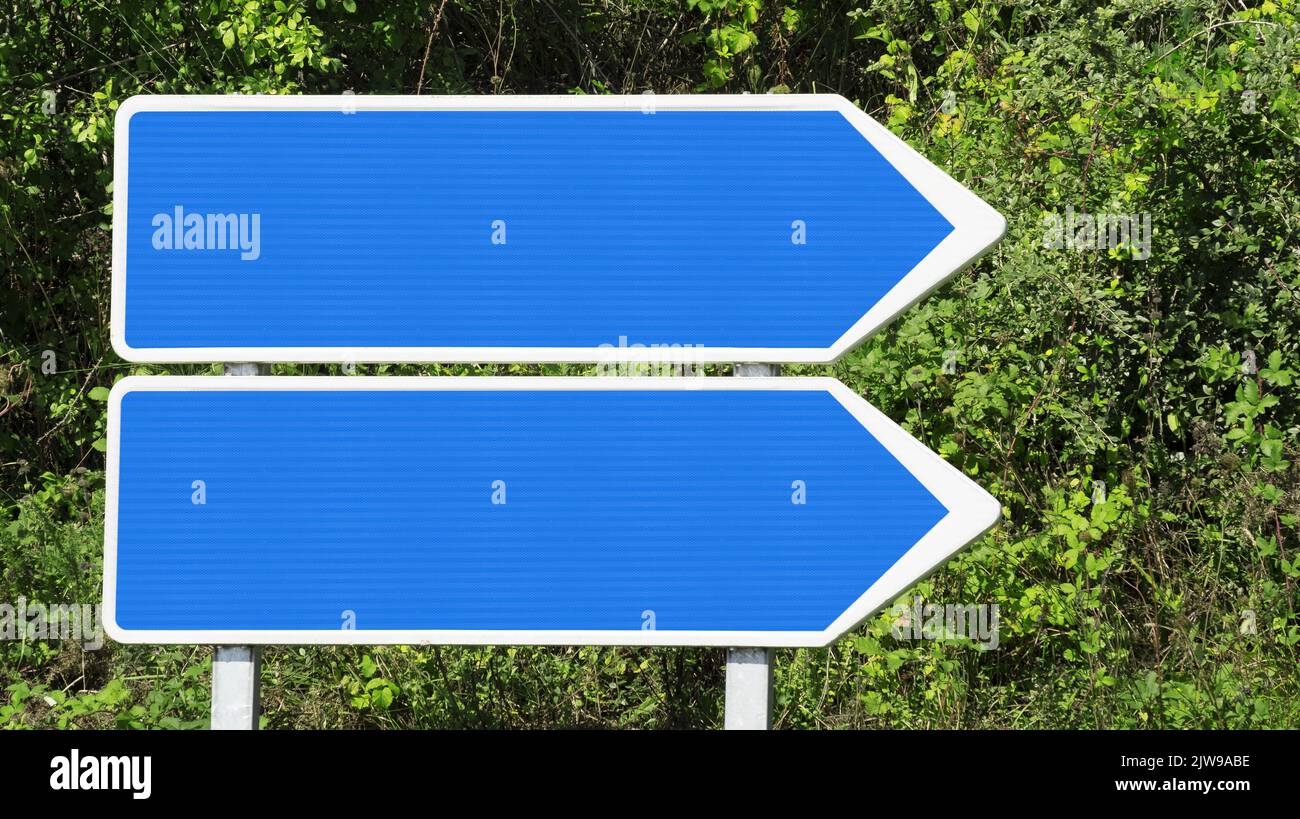 New blank blue road sign Stock Photo - Alamy
