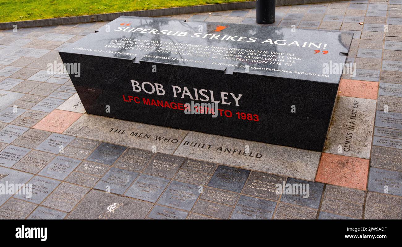 Bob Paisley Memorial at Walk of Fame in Anfield Stadium Liverpool ...