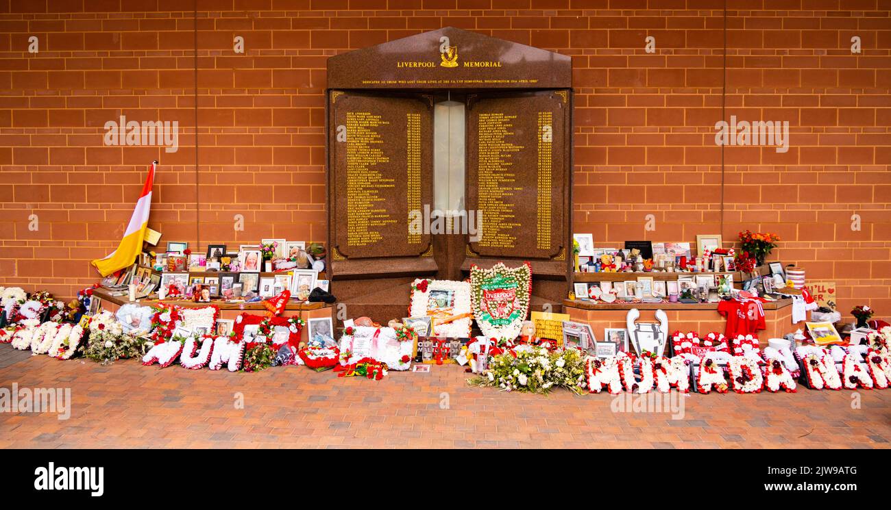 Memorial at Anfield Stadium FC Liverpool - LIVERPOOL, UK - AUGUST 16 ...