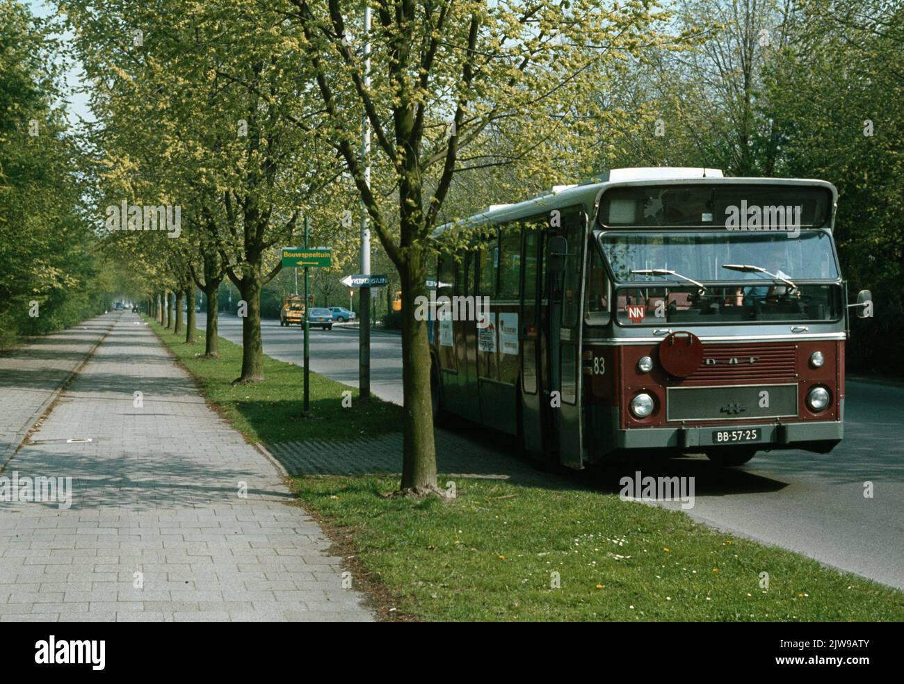 Image of a DAF city bus of the G.V.U. At access to the traffic garden ...