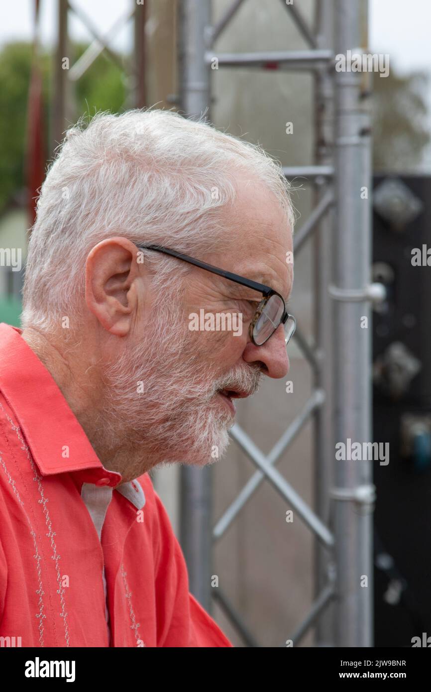 Ex Labour leader Jeremy Corbyn speaking at the annual Burston School ...