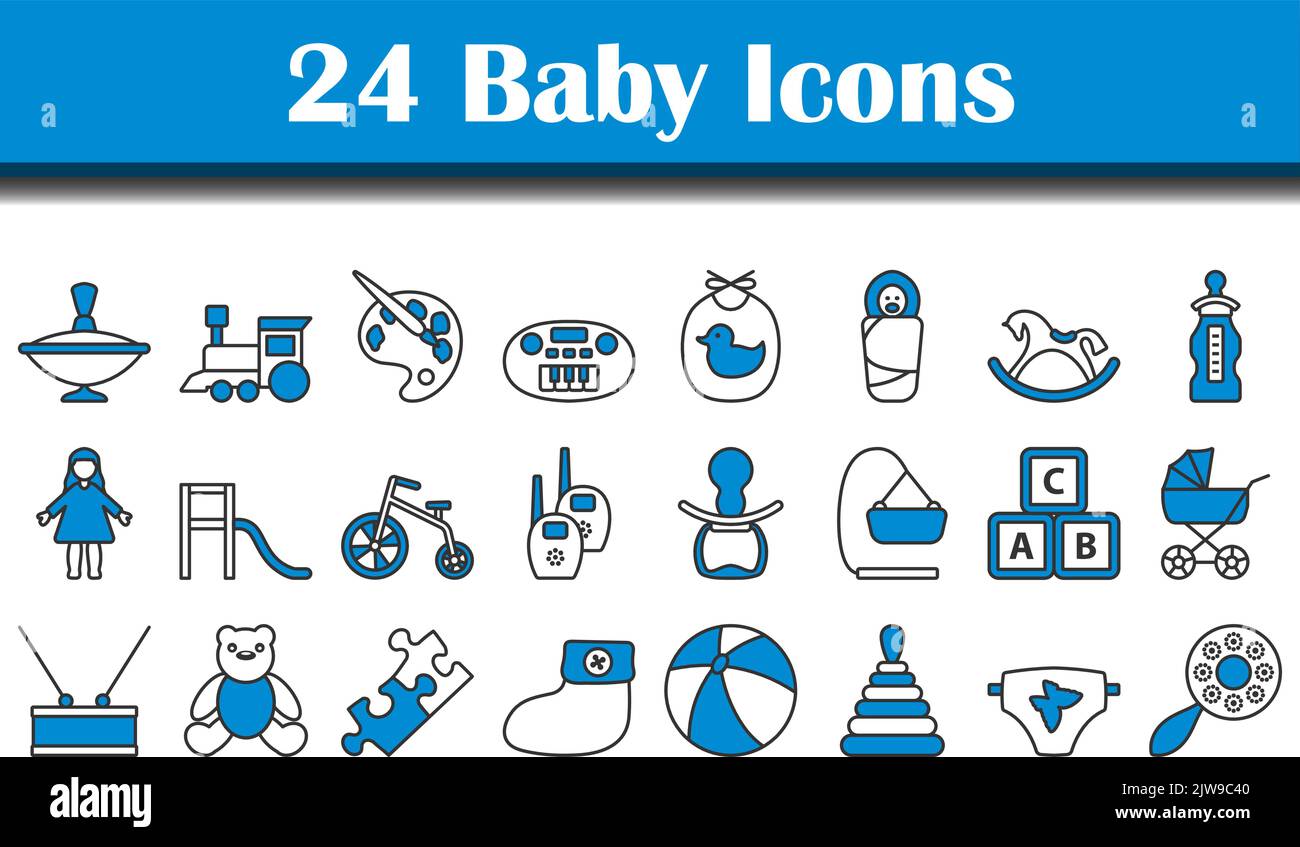 Baby Icon Set. Editable Bold Outline With Color Fill Design. Vector ...