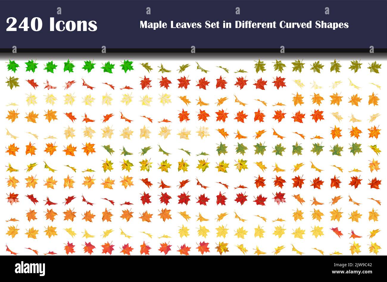 Maple autumn leaves set in different shapes and color. Vector ...