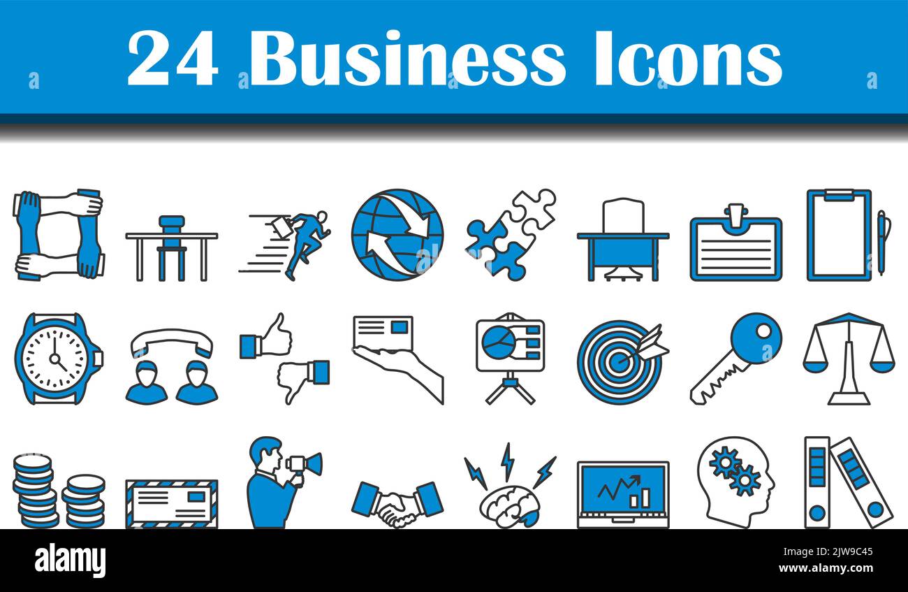 Business Icon Set. Editable Bold Outline With Color Fill Design. Vector ...