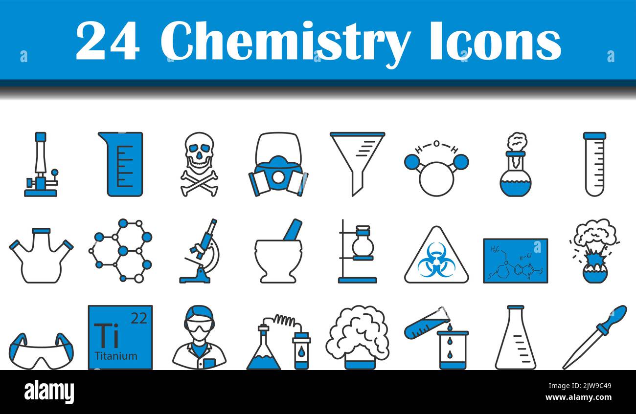 Chemistry Icon Set. Editable Bold Outline With Color Fill Design ...