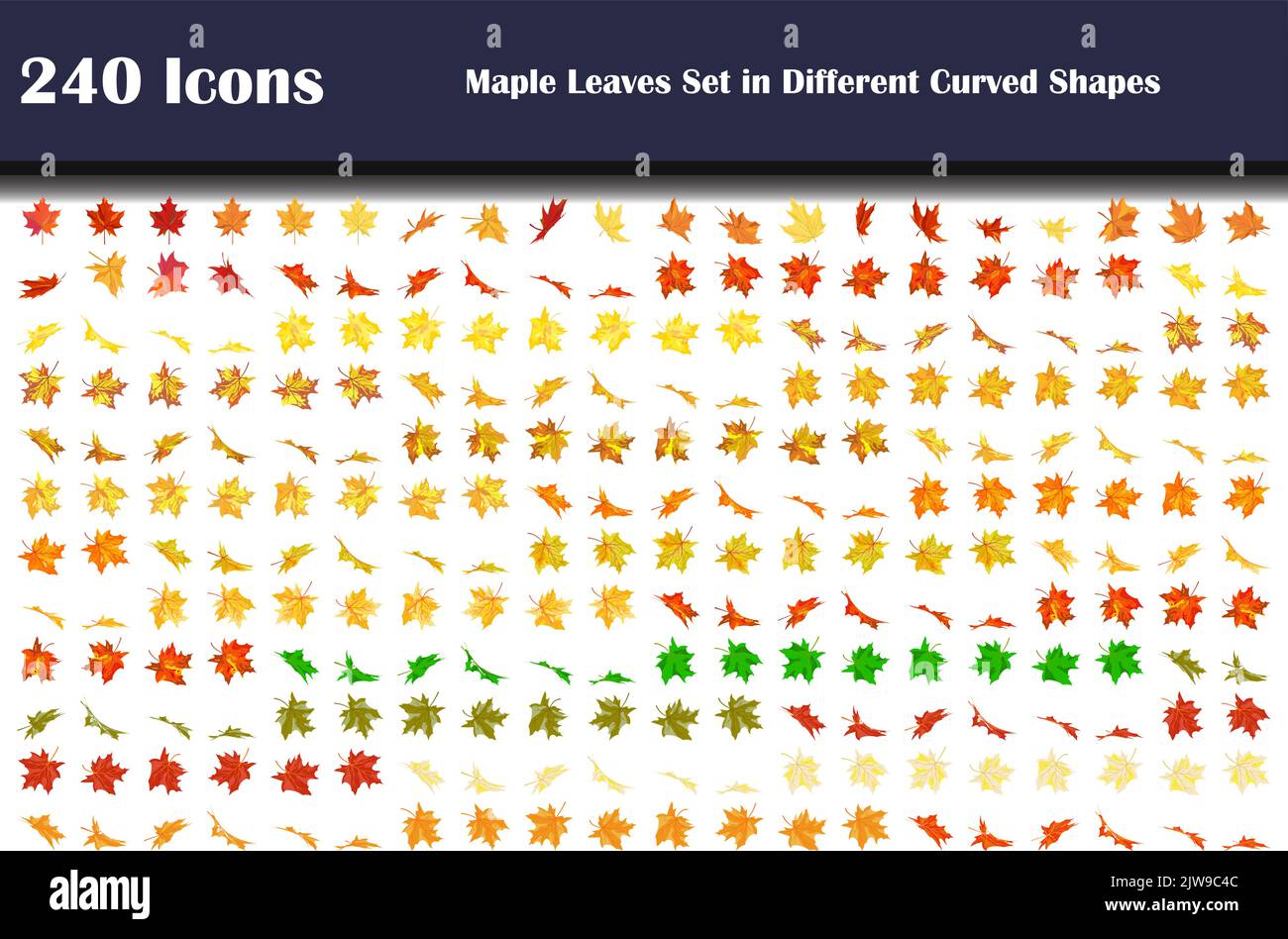Maple autumn leaves set in different shapes and color. Vector ...