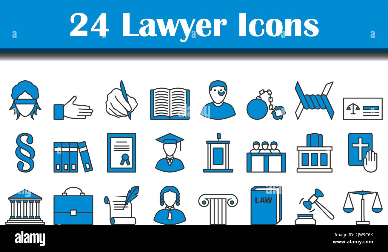 Lawyer Icon Set. Editable Bold Outline With Color Fill Design. Vector ...