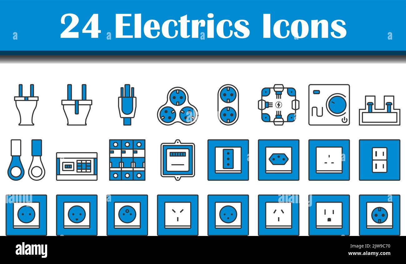 Electrics Icon Set. Editable Bold Outline With Color Fill Design ...