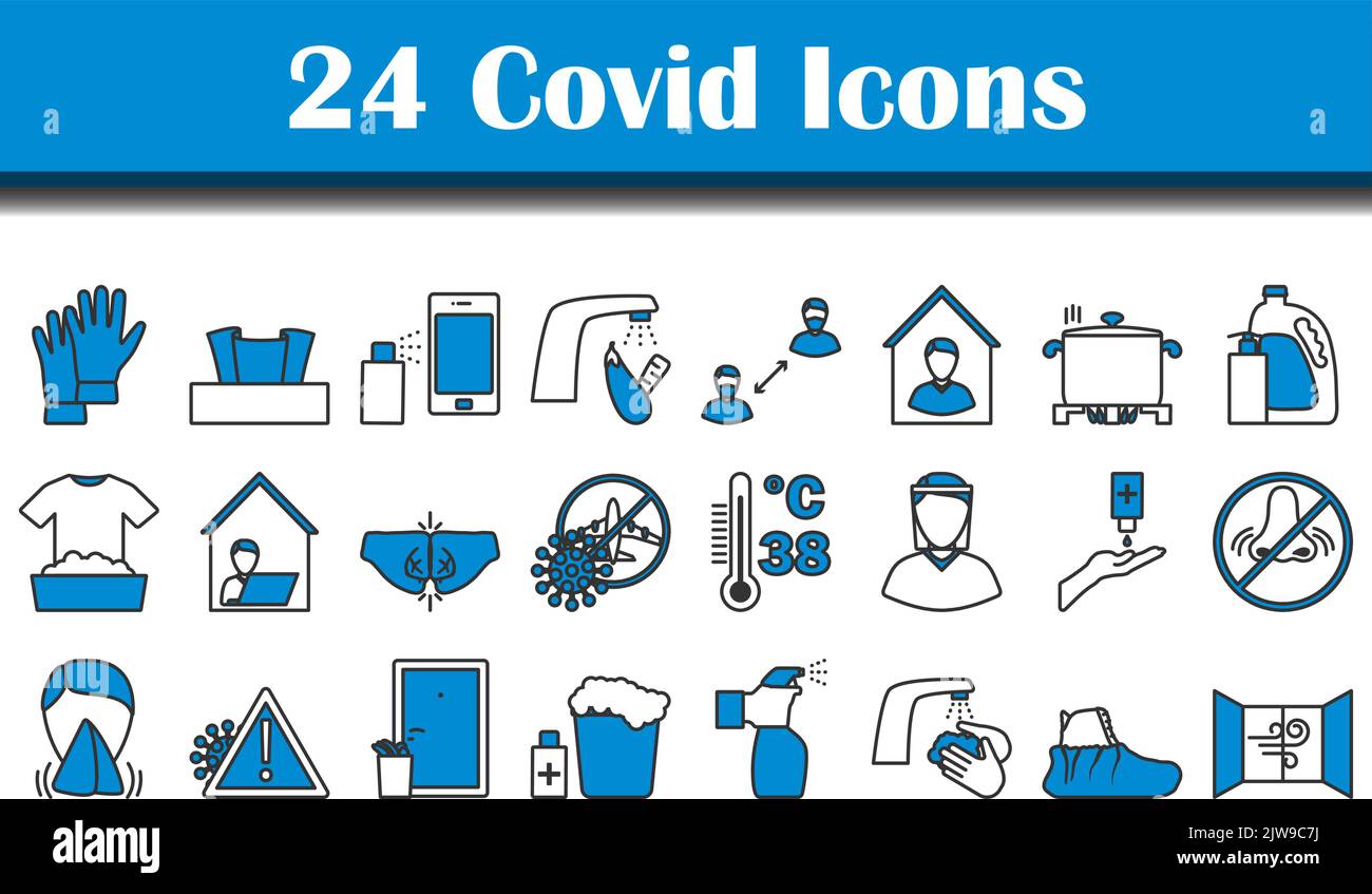 Covid Icon Set. Editable Bold Outline With Color Fill Design. Vector ...
