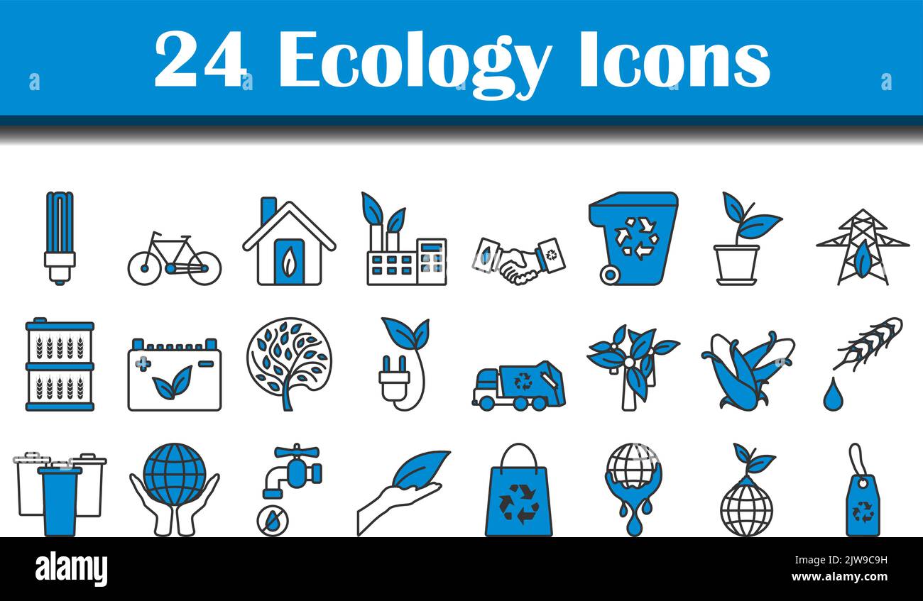 Ecology Icon Set. Editable Bold Outline With Color Fill Design. Vector ...