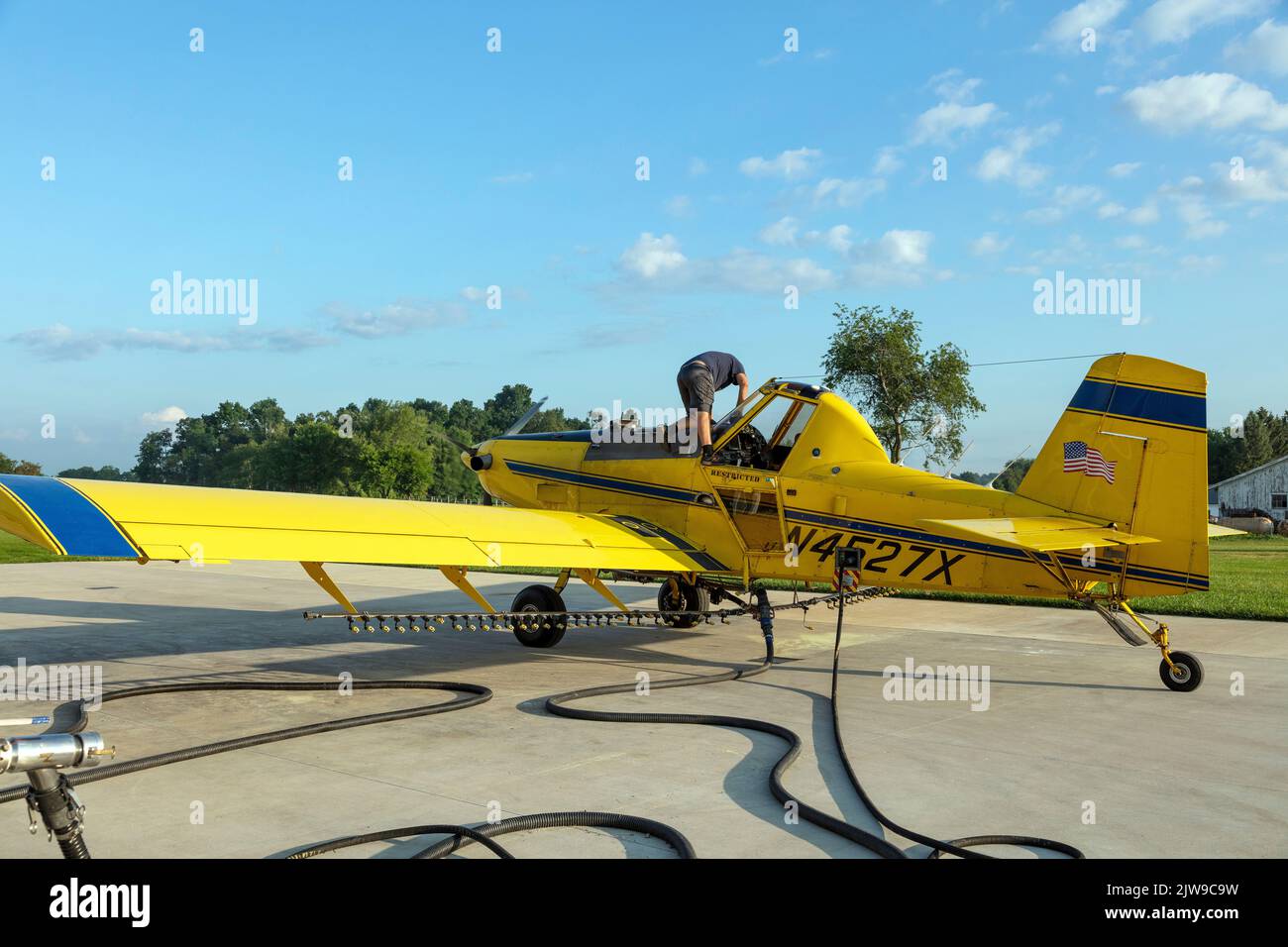 Crop duster plane, at airport, E USA, by James D Coppinger/Dembinsky ...