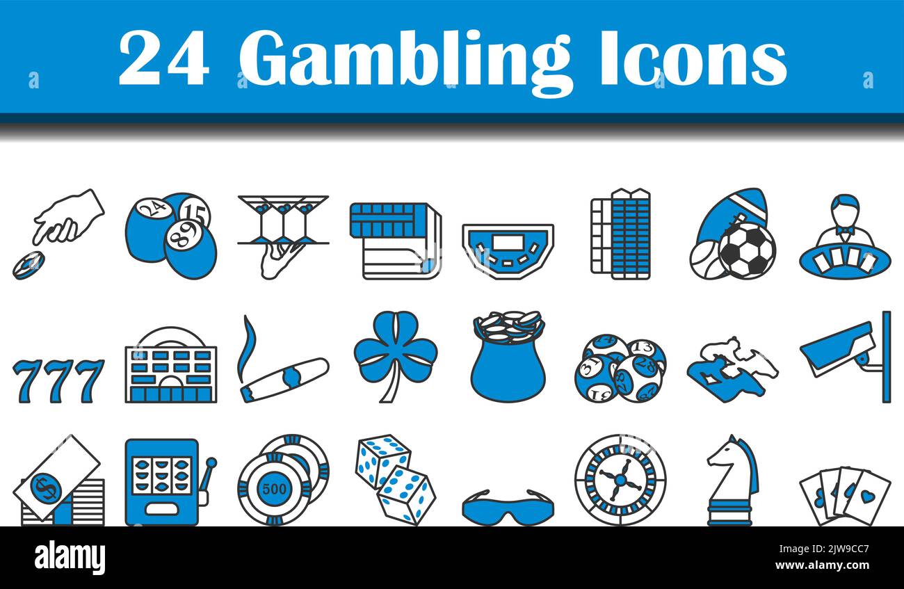 Gambling Icon Set. Editable Bold Outline With Color Fill Design. Vector ...