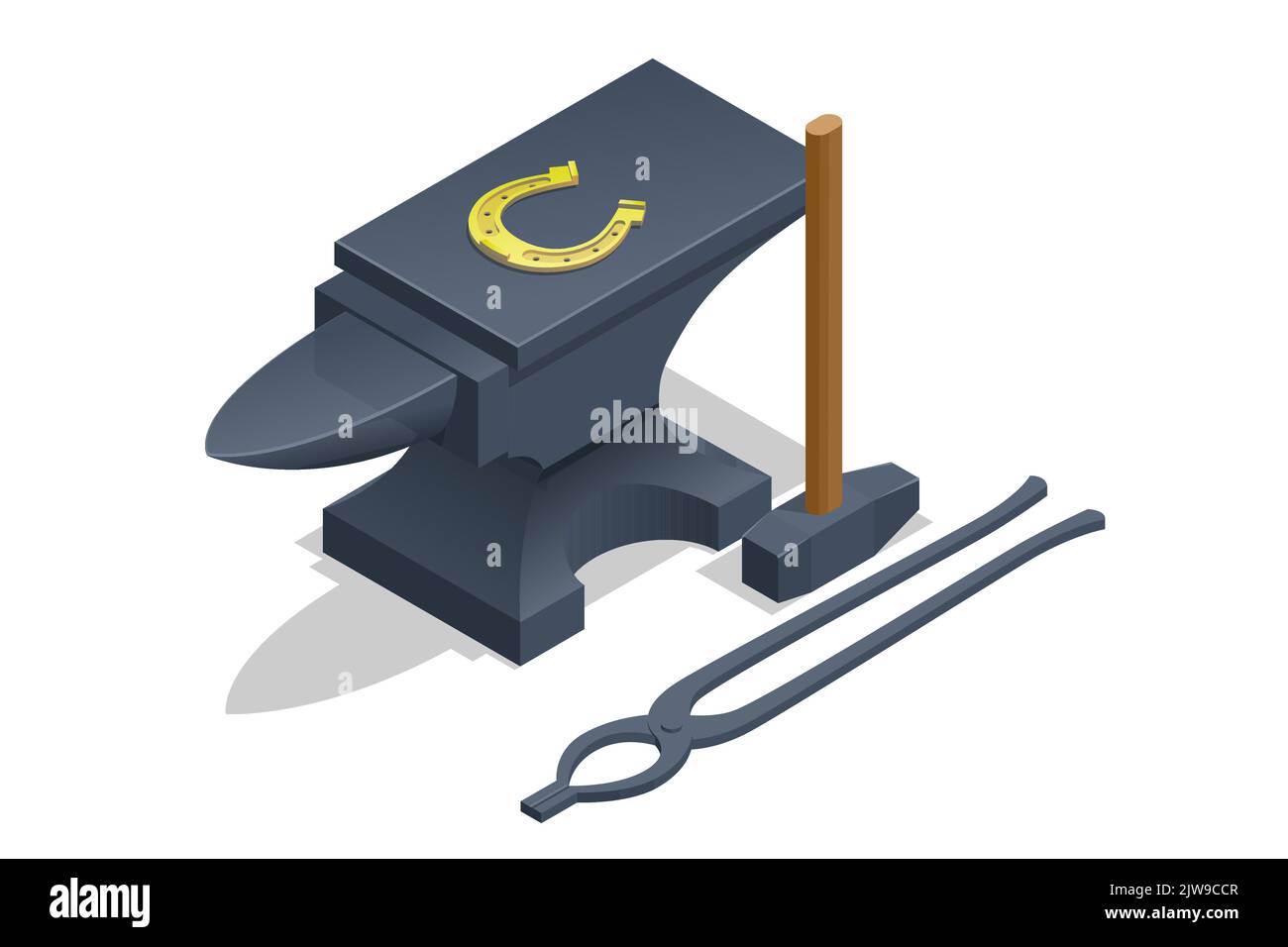 Isometric Forge, Blacksmith. Hammer, Tongs, Anvil and Horseshoe Stock Vector Image & Art - Alamy